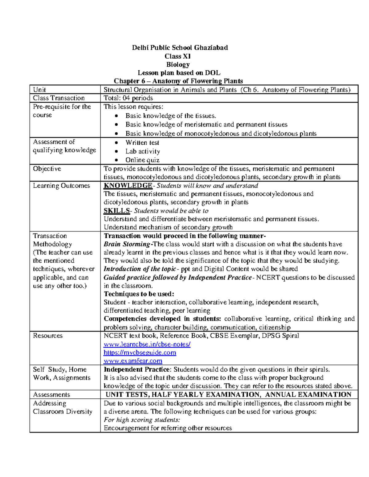 Chapter 6 - Anatomy of Flowering Plants - Delhi Public School Ghaziabad ...