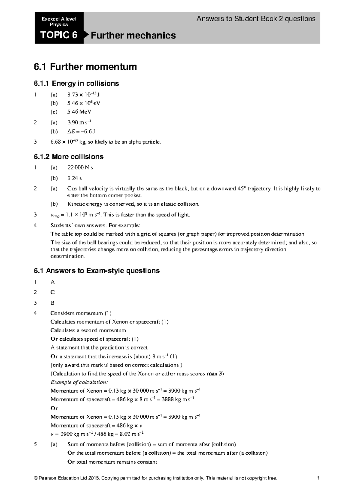 A2 Physics Answers to Student Book 2 - Edexcel A Level Topic 6 & 7 ...