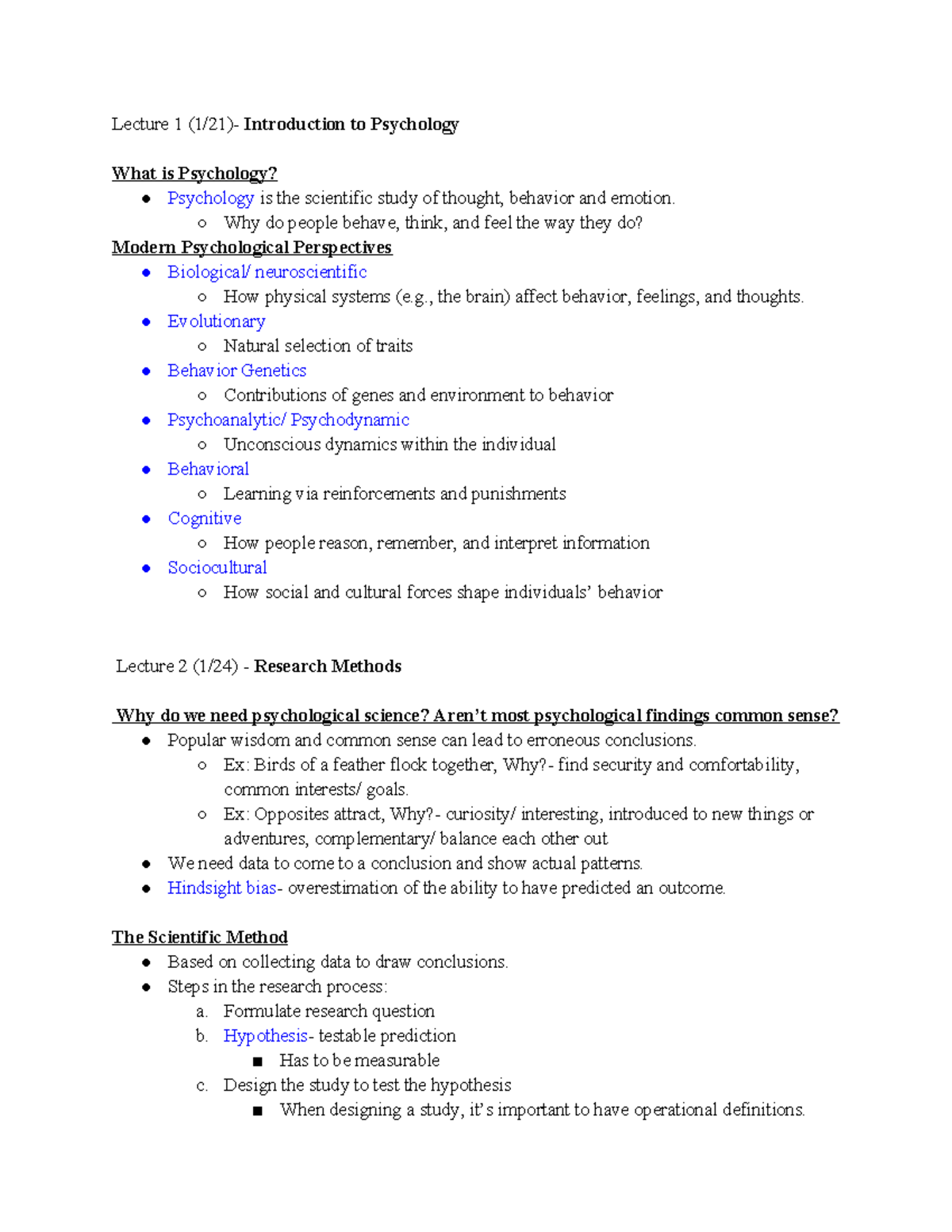 Psychology 101: Lecture Notes on Nervous & Endocrine Systems - Lecture ...