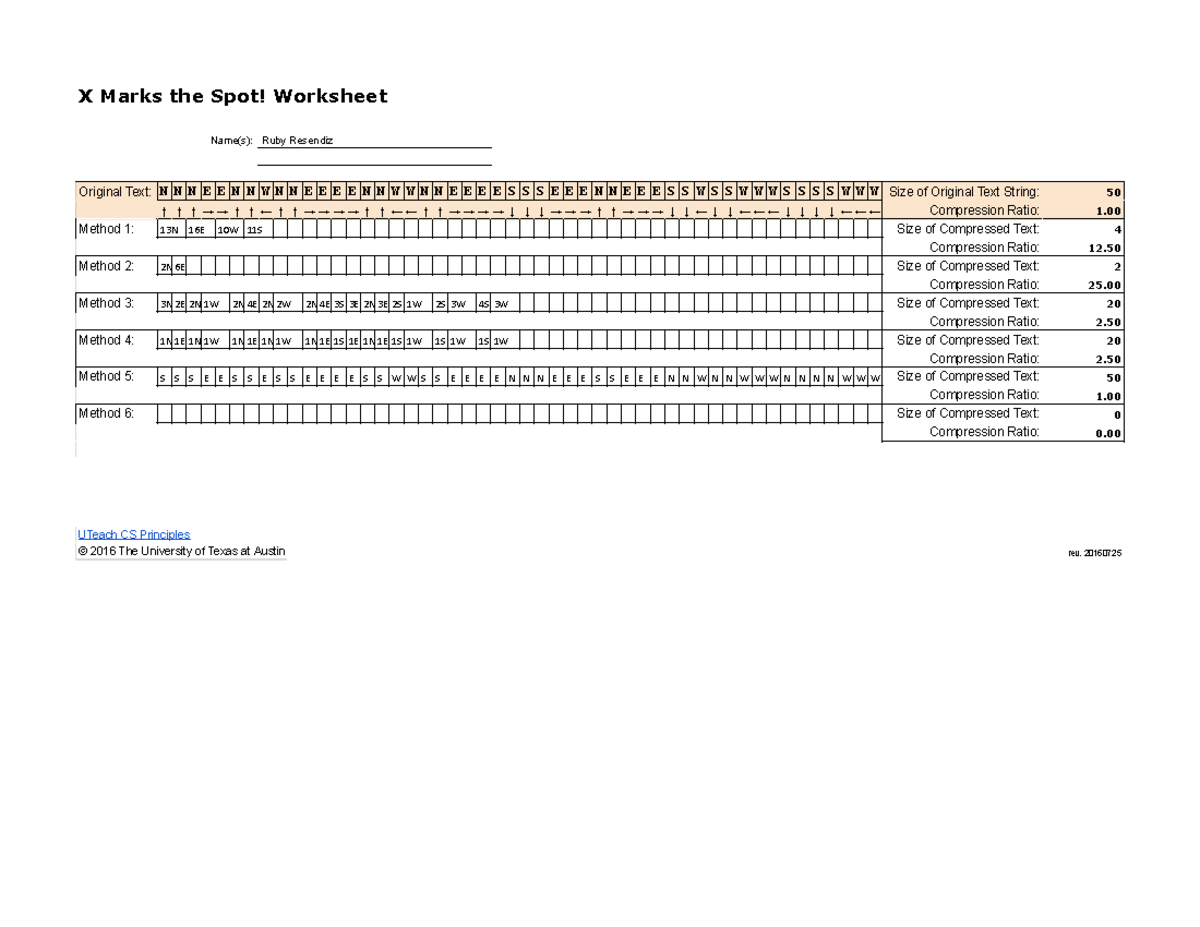 Copy of Copy of CSP - X Marks the Spot Worksheet - Sheet 2 - X Marks ...