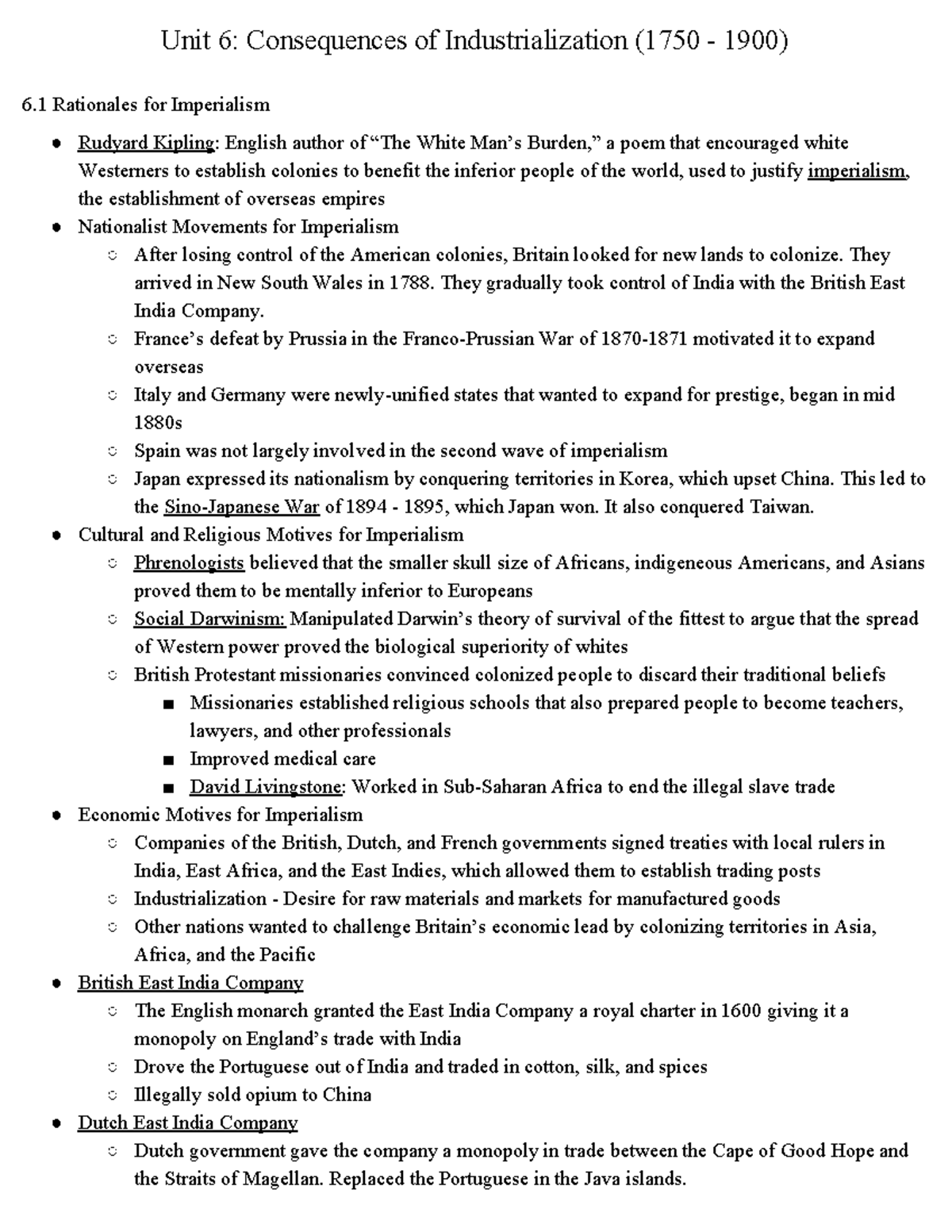 AP World History: Review of Industrialization & Imperialism (Unit 6 ...