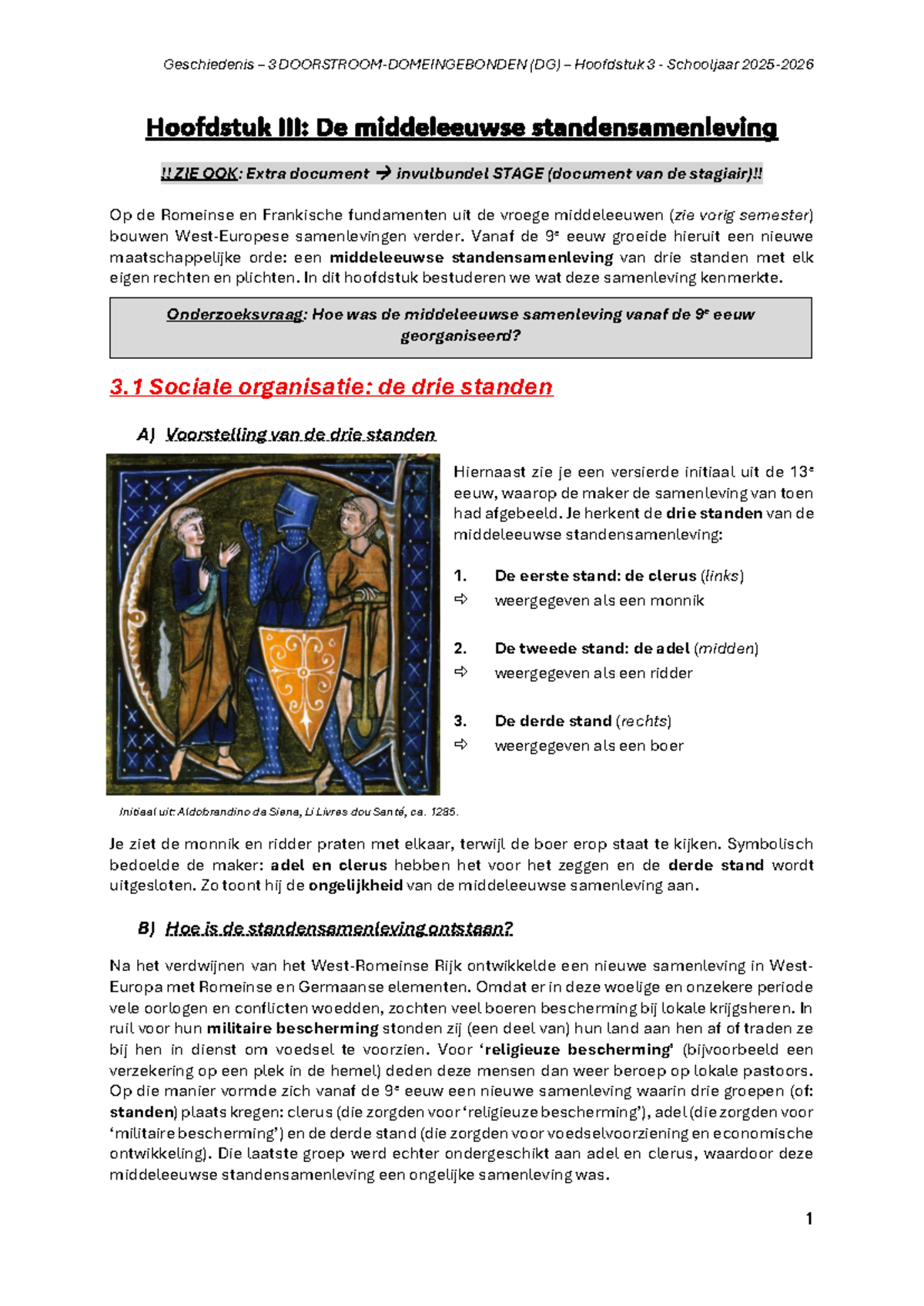 Geschiedenis 3 (DG) Hoofdstuk 3: De Middeleeuwse Standensamenleving ...