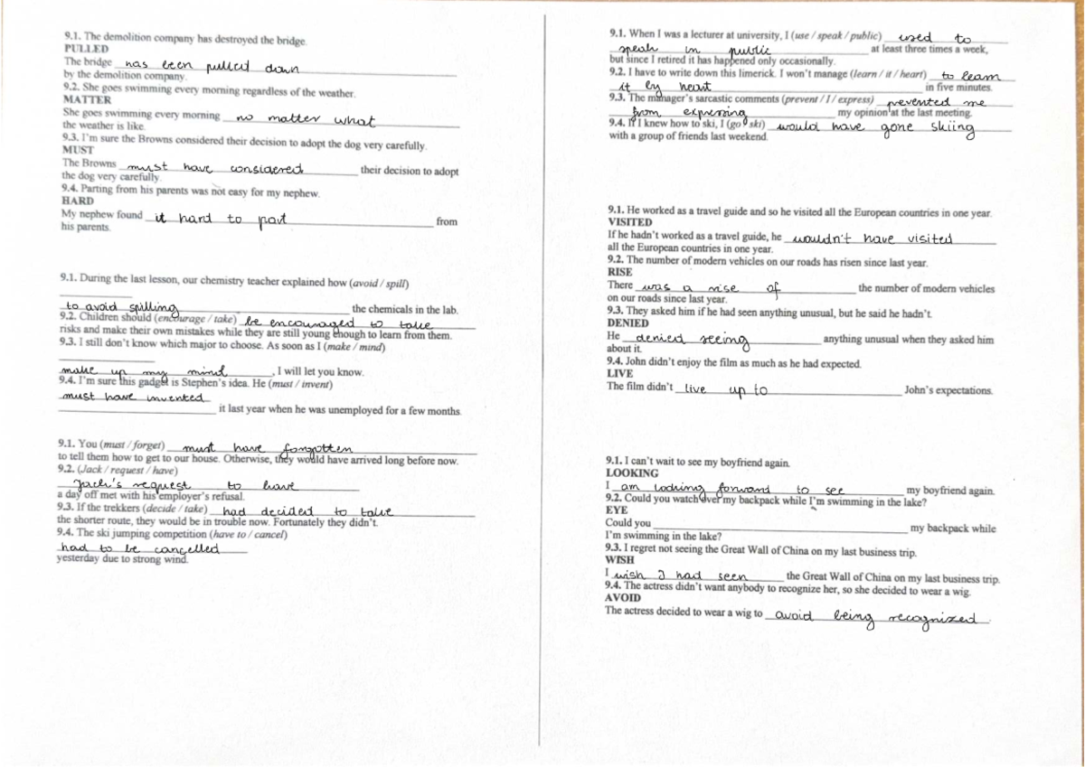 Exercise English - NIC: Grammar Practice and Sentence Transformation ...
