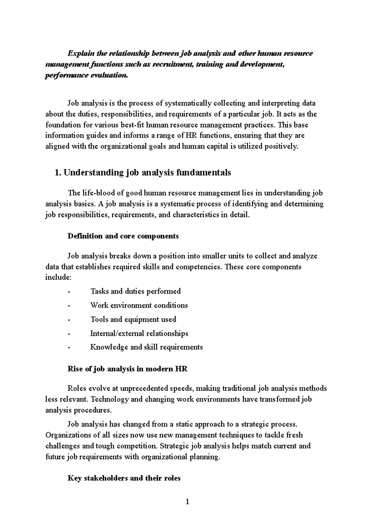 EHRM - relationship between job analysis and other human resource ...