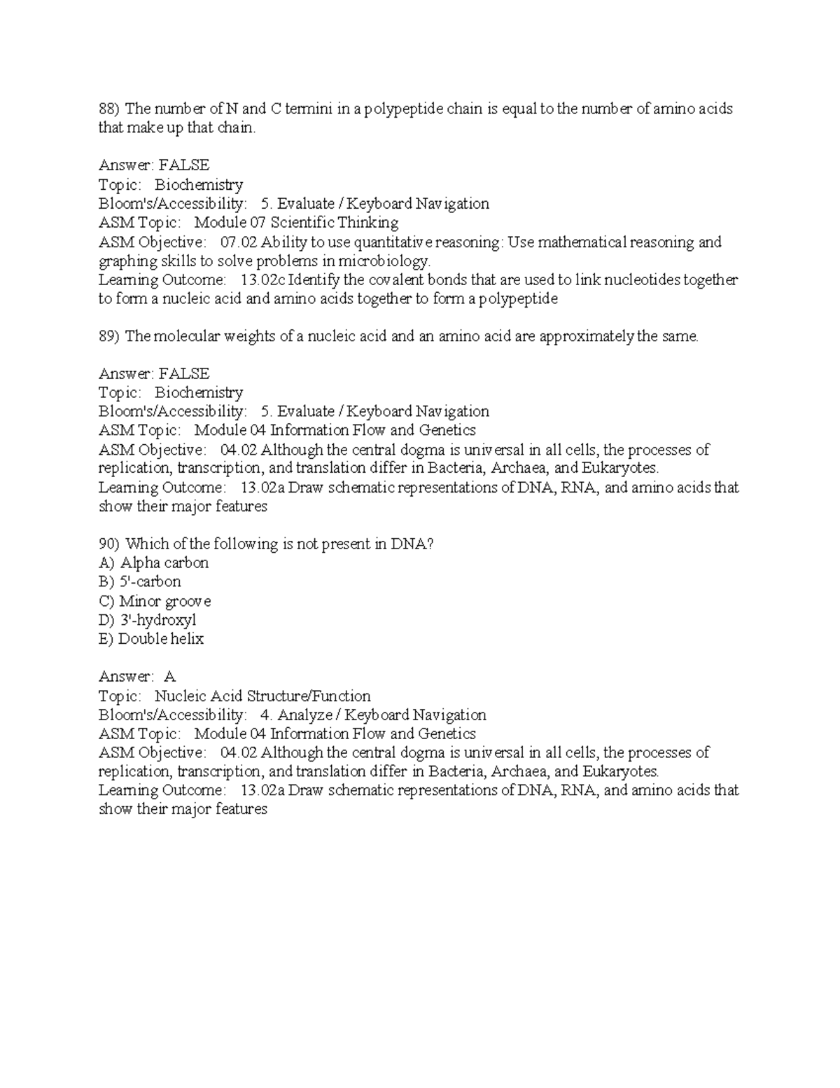 Test Bank for Prescott's Microbiology 12th Ed: Biochemistry & Genetics ...