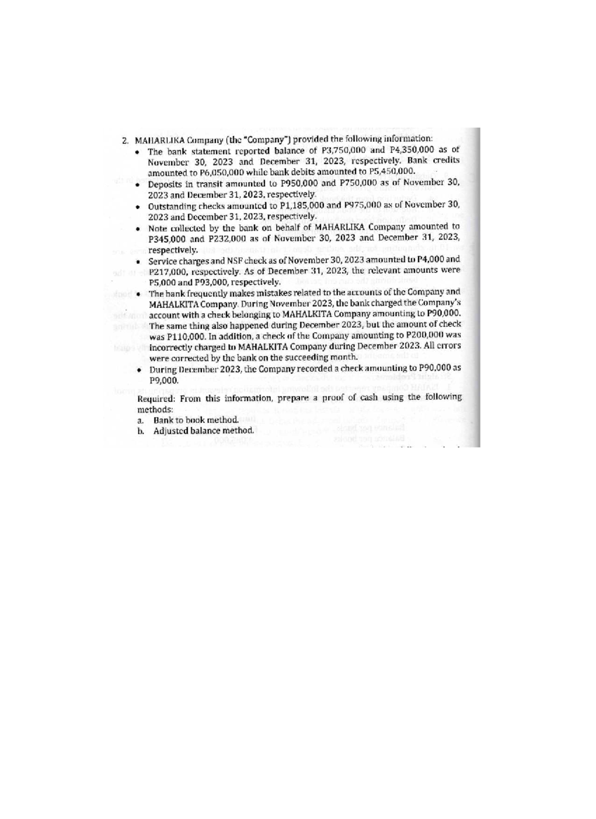 Prob-Maharlika - Sample Problem for Proof of Cash (2023) - Studocu