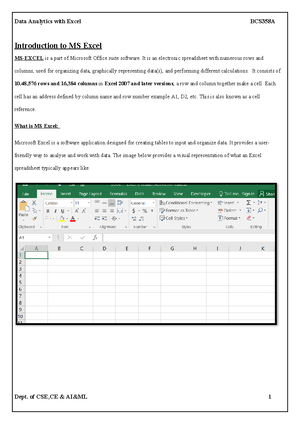 Data Analytics with Excel Lab manual - VISVESVARAYA TECHNOLOGICAL UNIVERSITY Belgaum, Karnataka ...