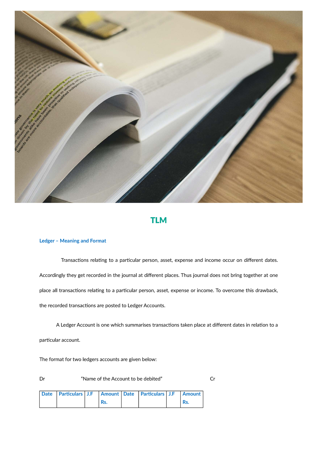 Ledger Accounts and Trial Balance: TLM Overview and Procedures - Studocu