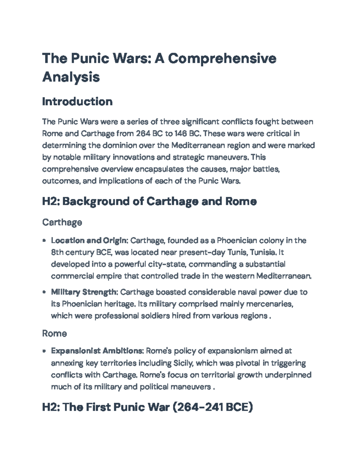 The Punic Wars (HIST 201): An In-Depth Analysis of Strategies ...