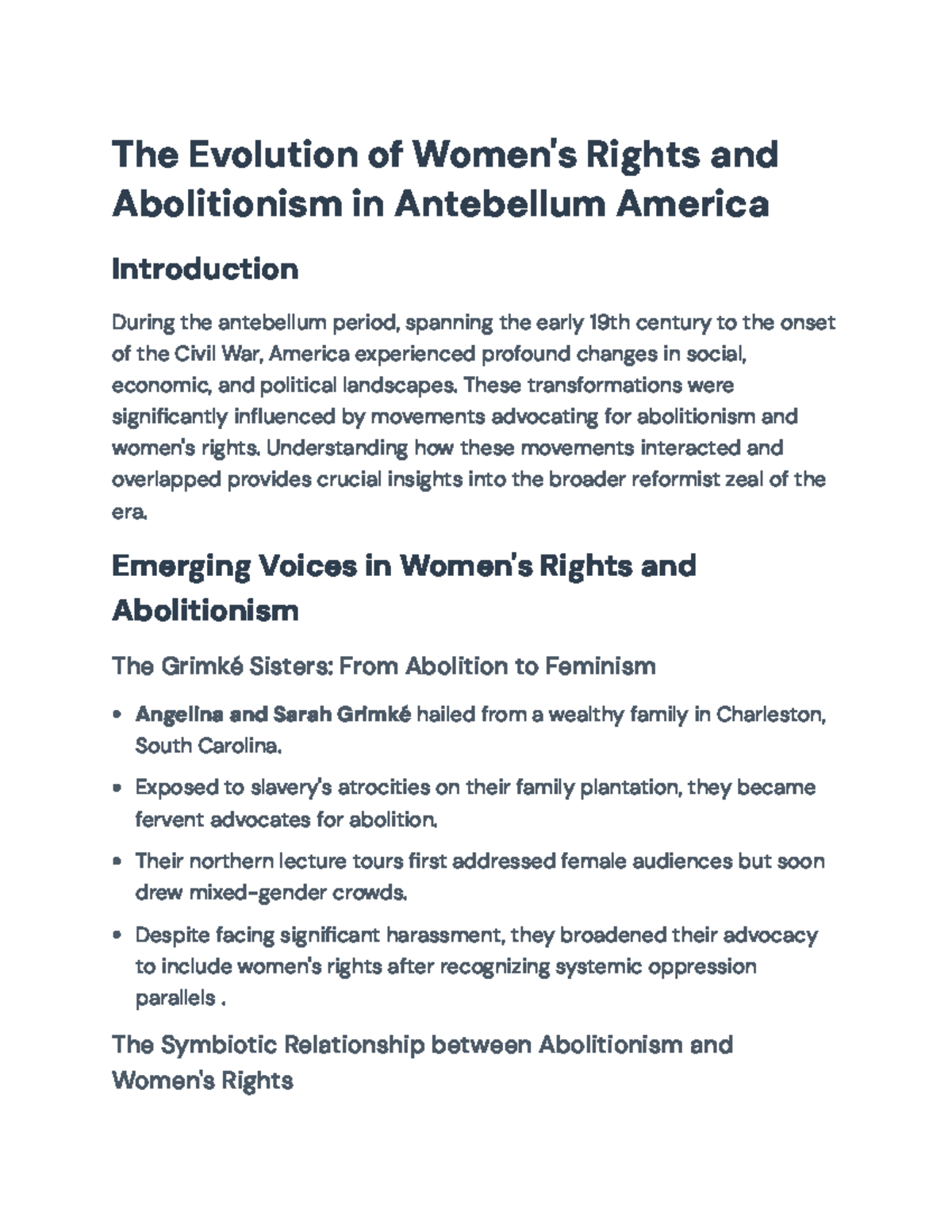 Women's Rights & Abolitionism in Antebellum America: A Study Guide ...
