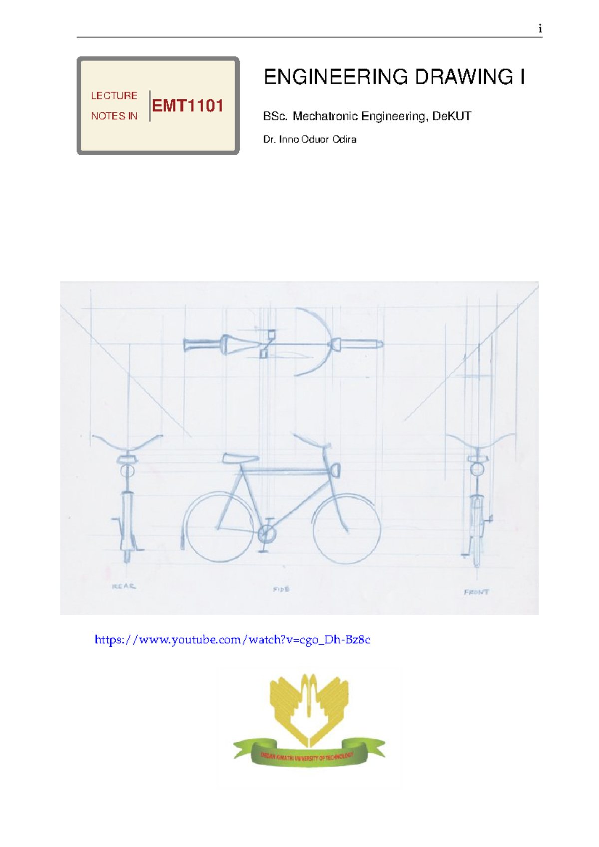 Inno2025 EMT1101 Engineering Drawing I Lecture Notes - Studocu