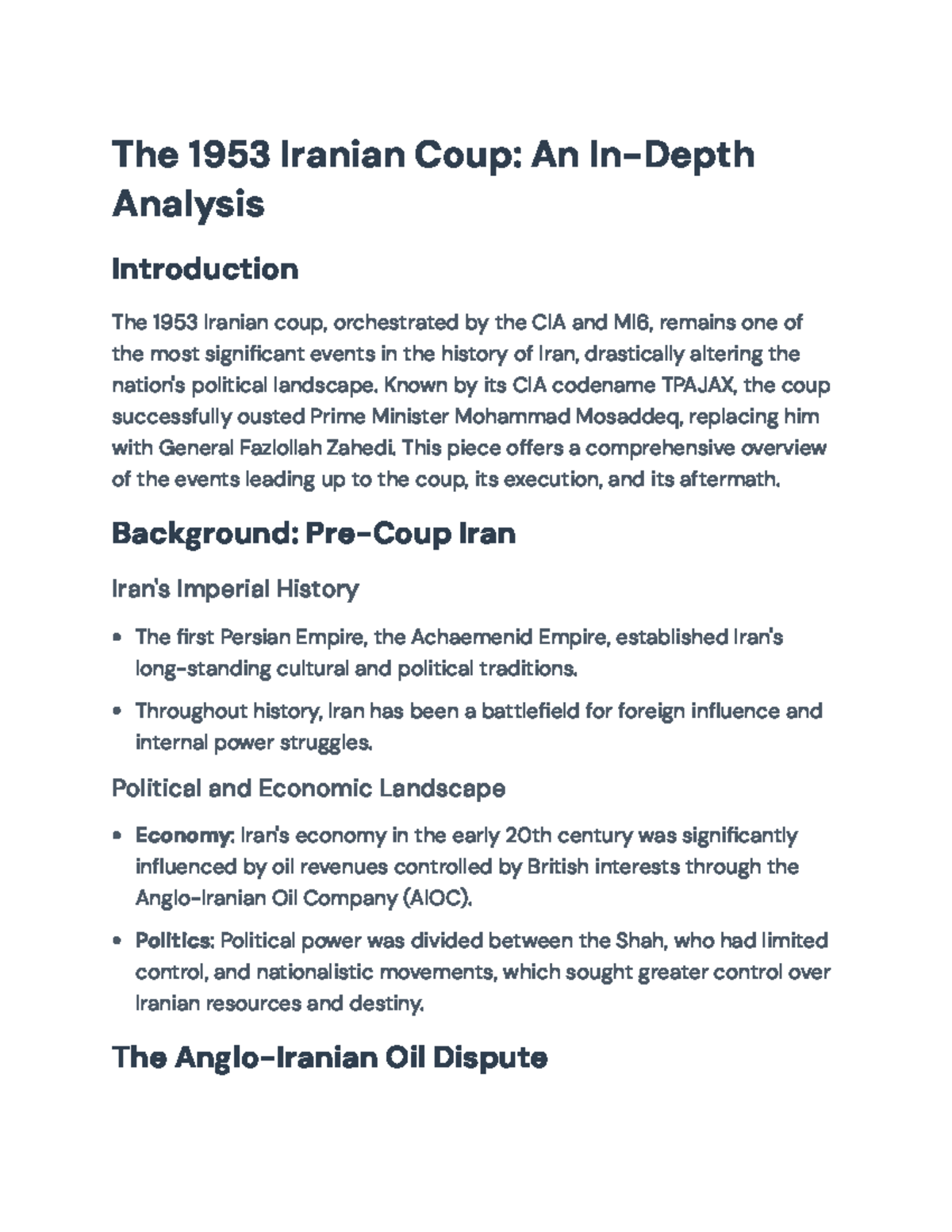 1953 Iranian Coup Analysis: CIA and MI6's Role in Ousting Mosaddeq ...