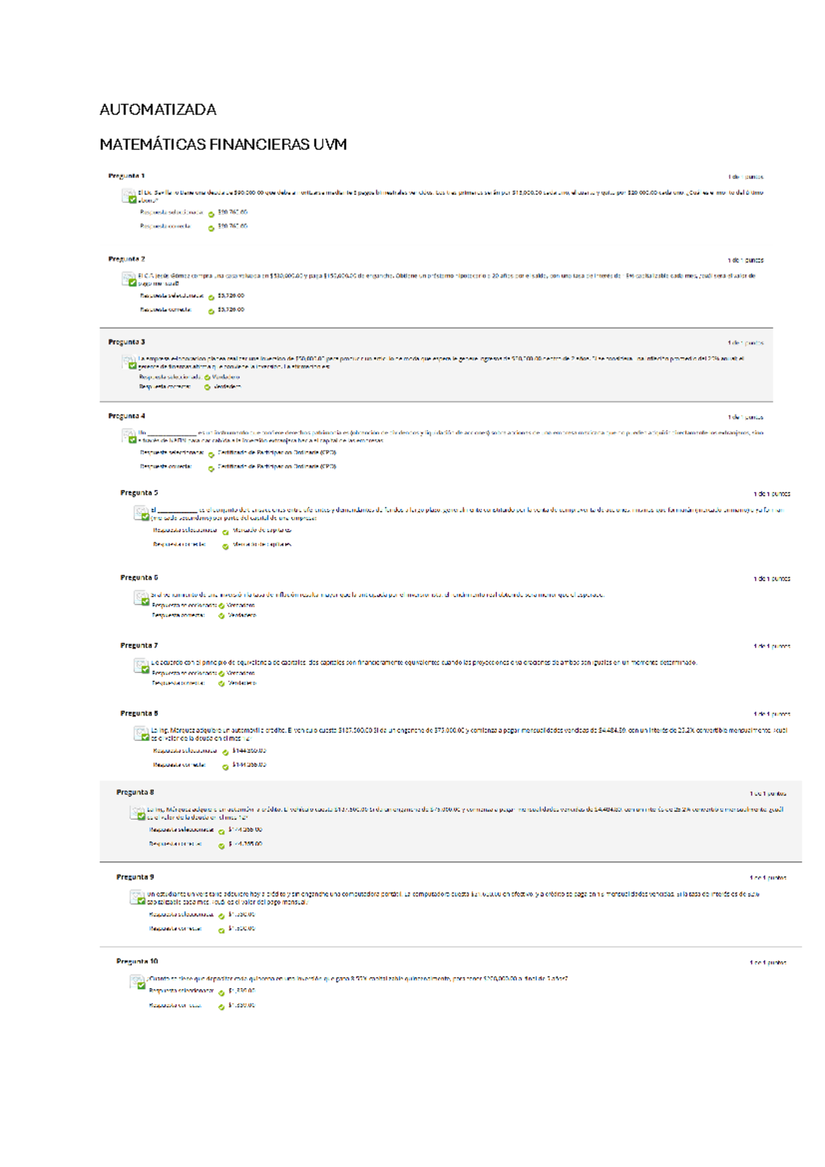 Automatizada Matemáticas Financieras UVM - Preguntas y Respuestas - Studocu