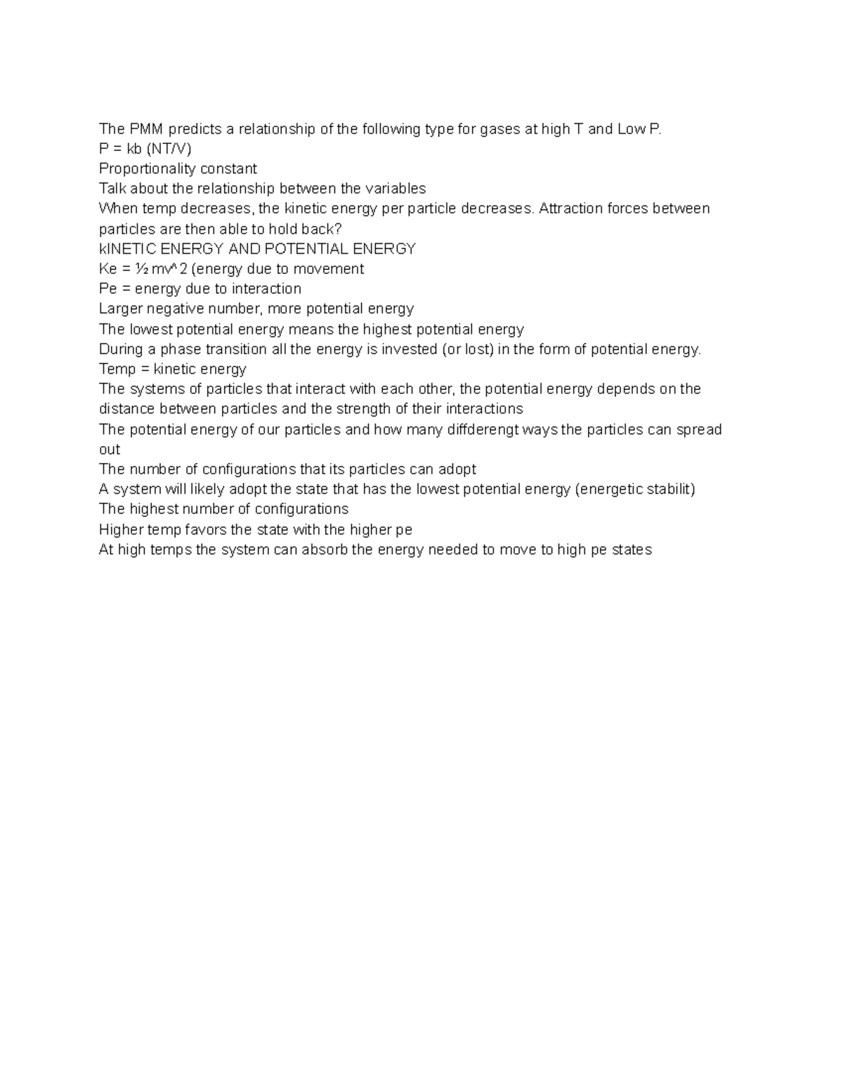 Chem 4 (10 7) - Lecture Notes on Kinetic and Potential Energy ...