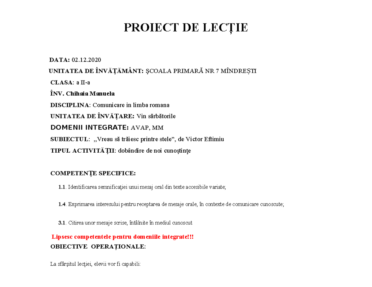 02 - Proiecte de lectie pentru clasele 1-4 - PROIECT DE LECŢIE DATA: 02 ...
