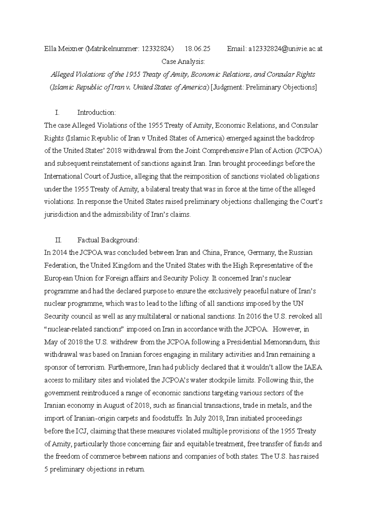 Case Analysis: Alleged Violations of the 1955 Treaty (ICJ) - Studocu