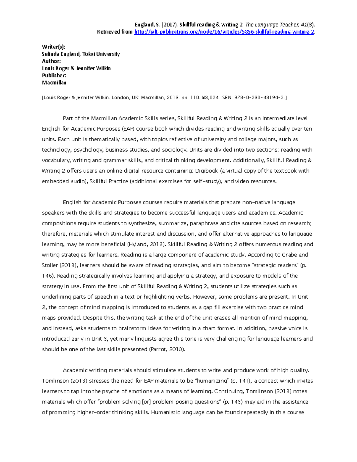Skillful Reading & Writing 2: EAP Course Insights and Strategies - Studocu