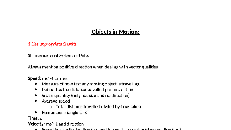 Physics 101: Objects in Motion - Key Concepts and Laws of Motion - Studocu