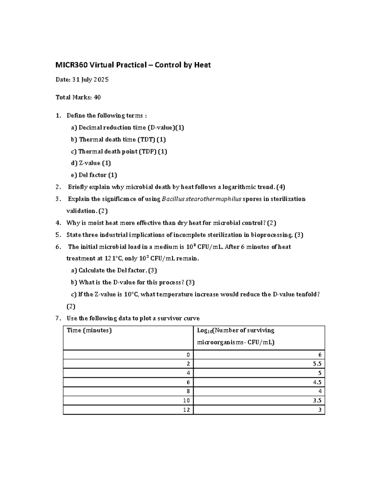 MICR360 Virtual Practical Heat Control - Key Concepts & Calculations - Studocu