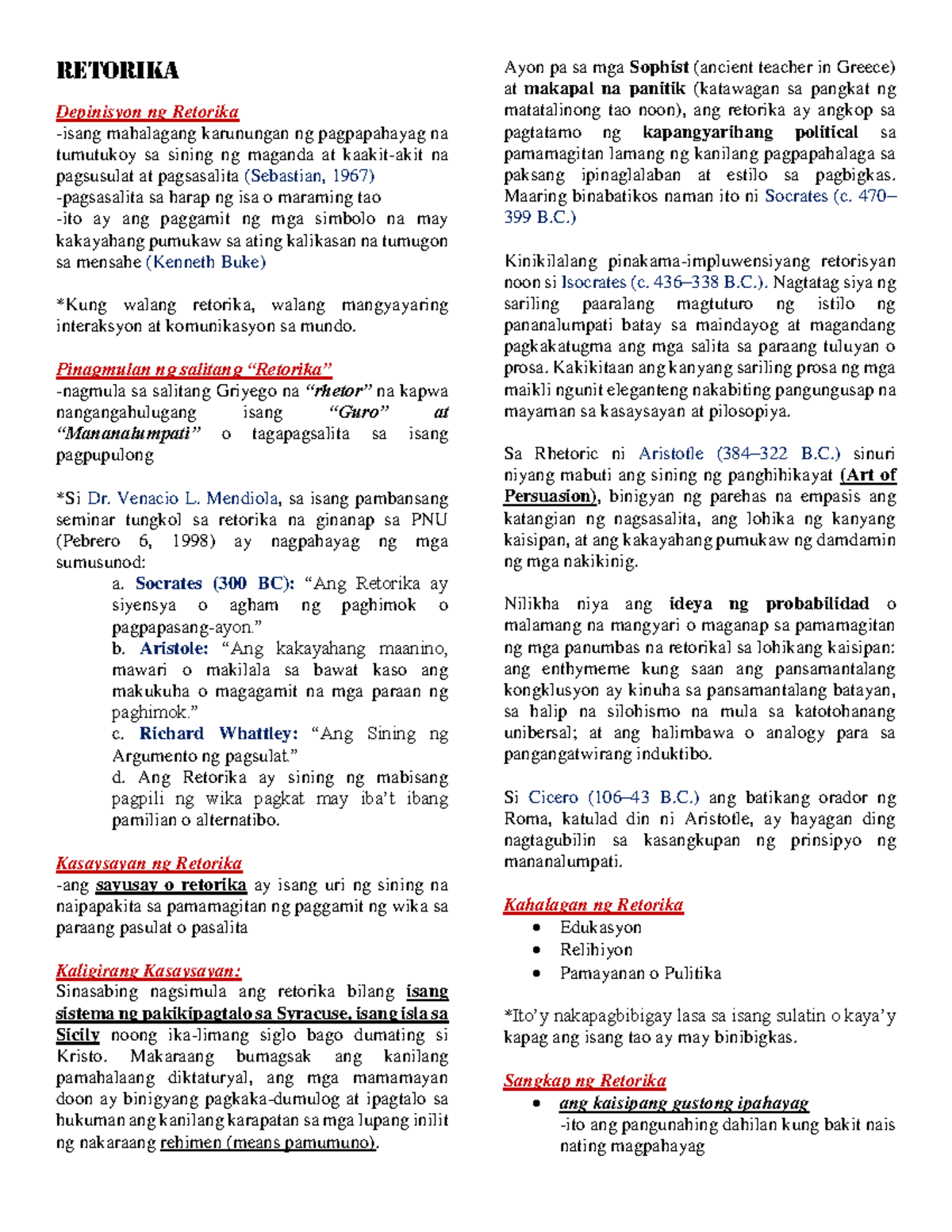 Retorika Prelims: Pag-unawa at Kahalagahan ng Sining ng Pagsasalita ...