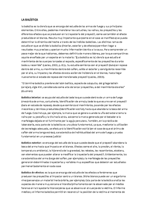 Resumen 3 y 4 balistica - Modulo 3 Balística interior: Es la parte de ...