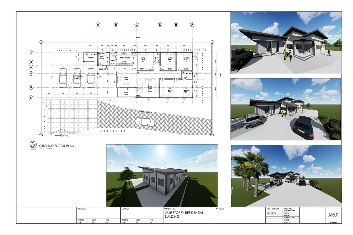 ONE Storey Residential Building Ground F - D 3 D 4 D 5 D 2 W 3 W 1 W 1 ...