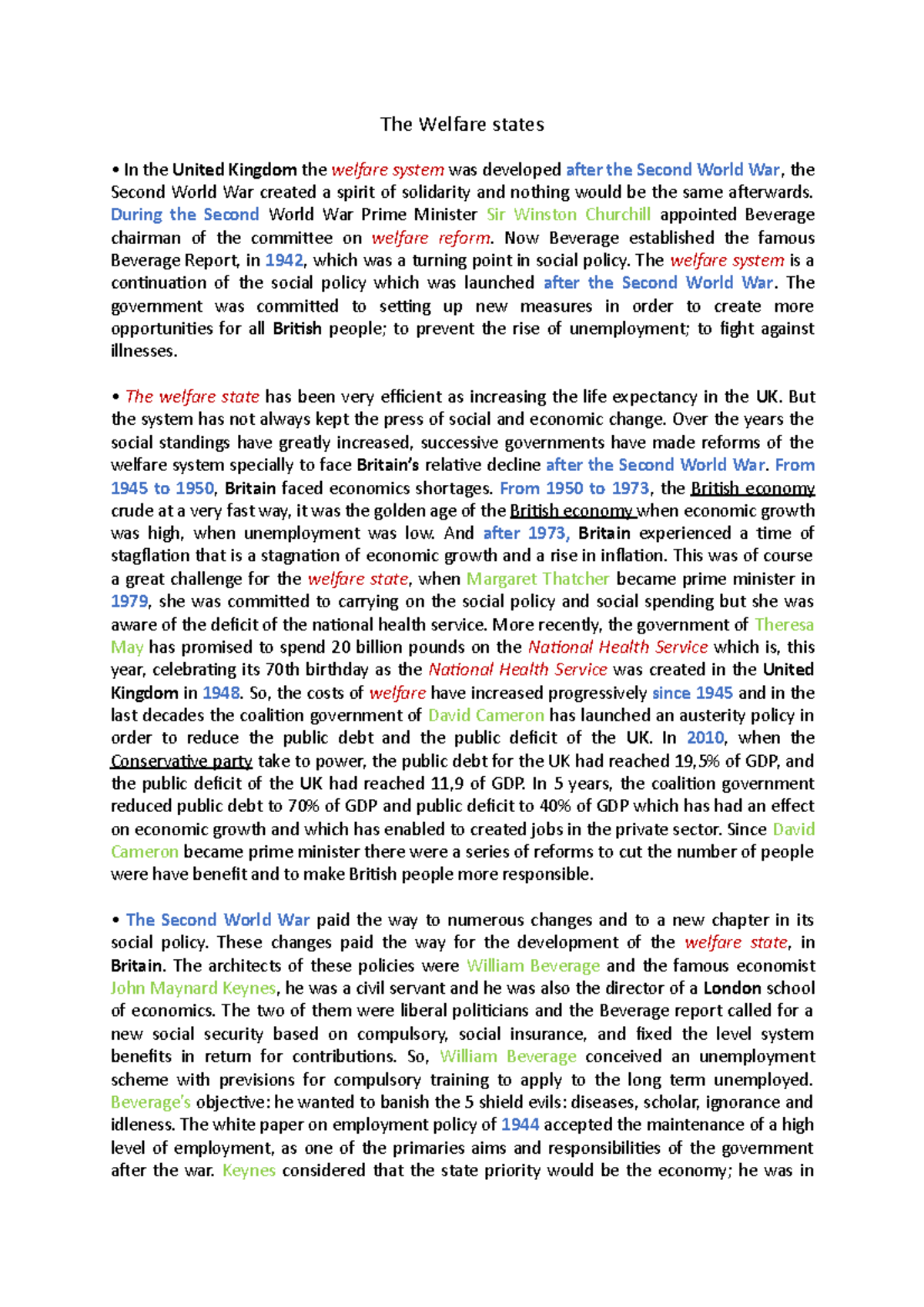 6. The Welfare State - Notes de cours 6 - The Welfare states In the ...