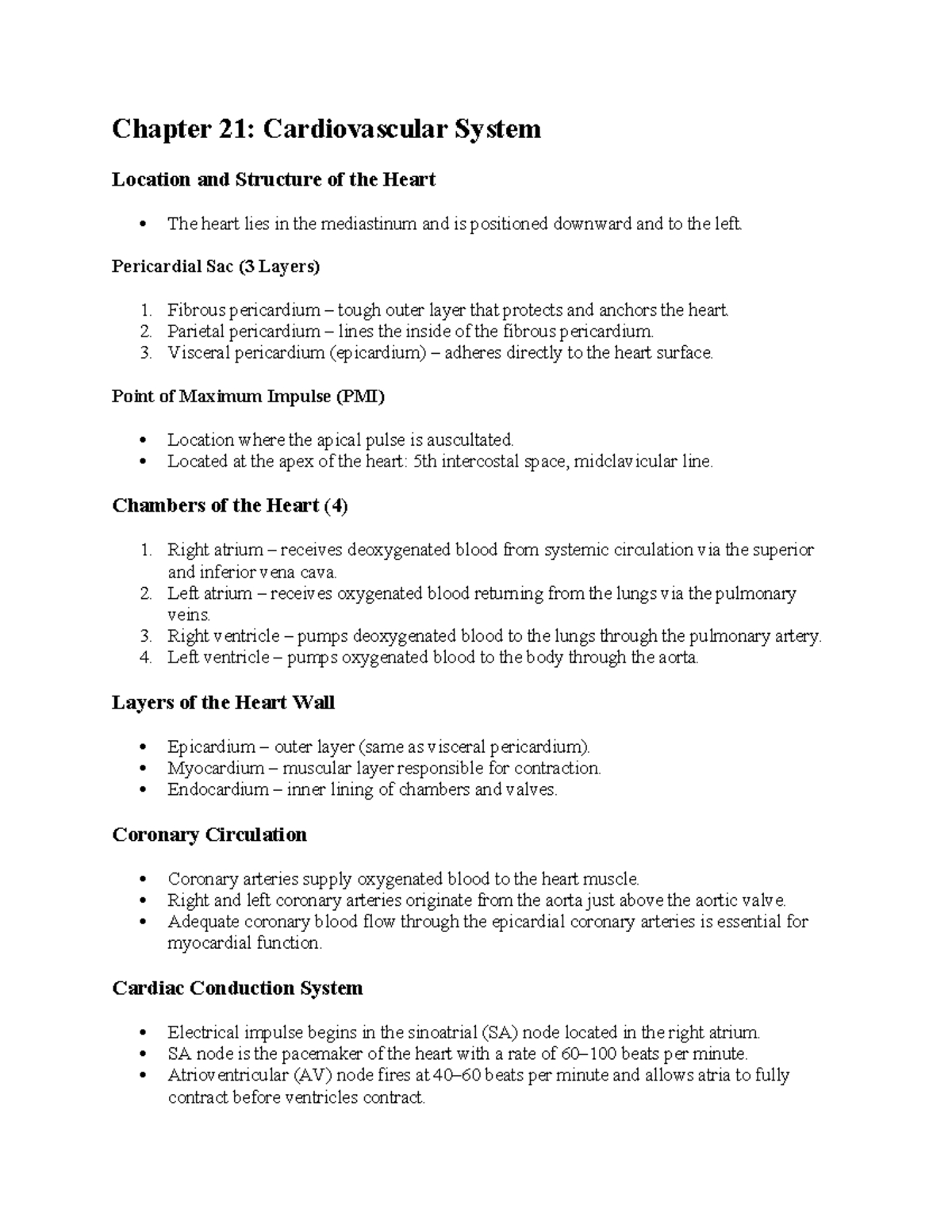 Cardio and Hypertension: Chapter 21 Overview and Key Concepts - Studocu
