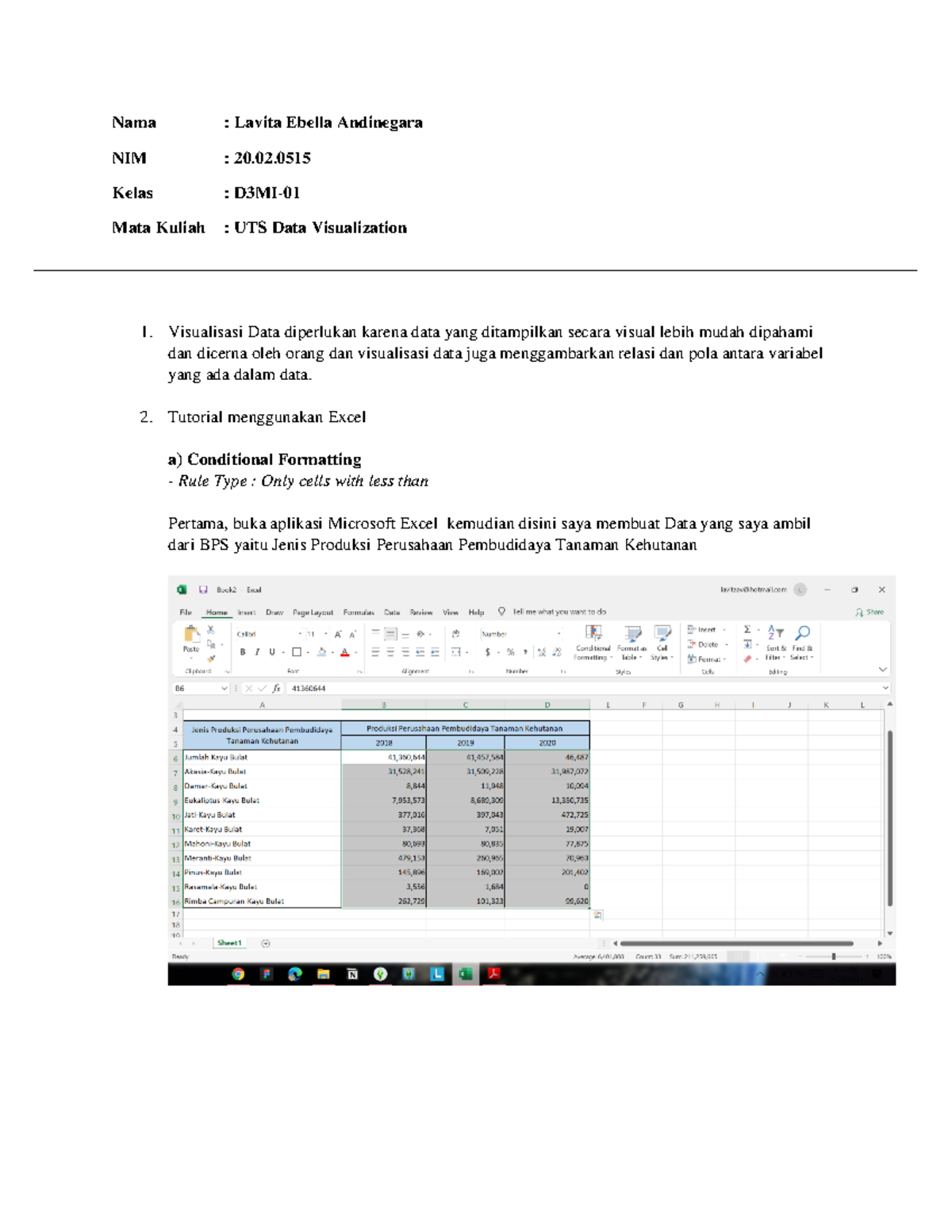 UTS D3MI: Latihan Soal Visualisasi Data Menggunakan Excel - Studocu