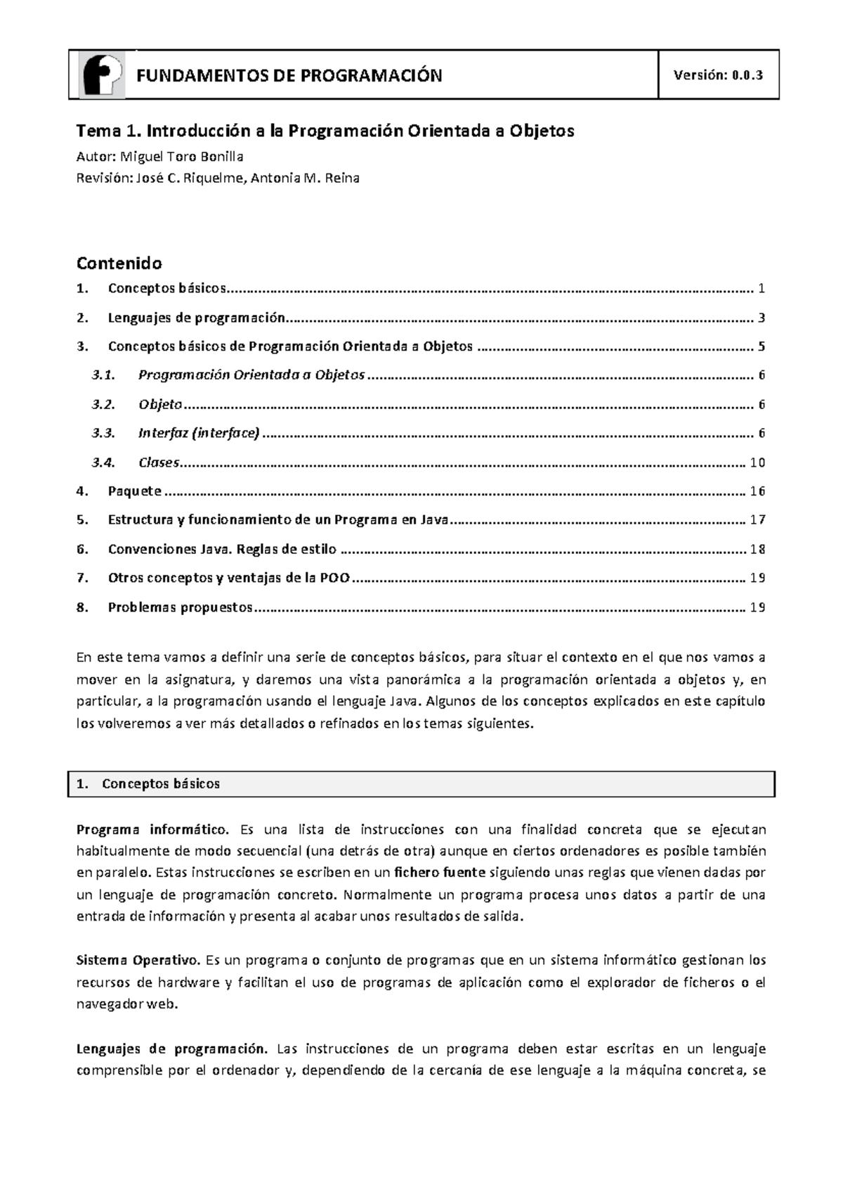 Tema 1: Introducción a la Programación Orientada a Objetos (FUNDAMENTOS ...