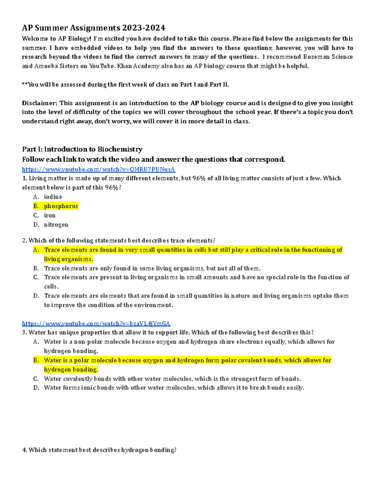 Copy of AP Biology 2023 Summer Work - AP Summer Assignments 2023 ...