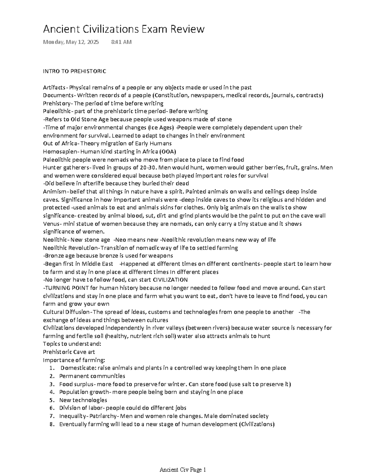 Ancient Civilizations Exam Review: Key Concepts for Intro to ...