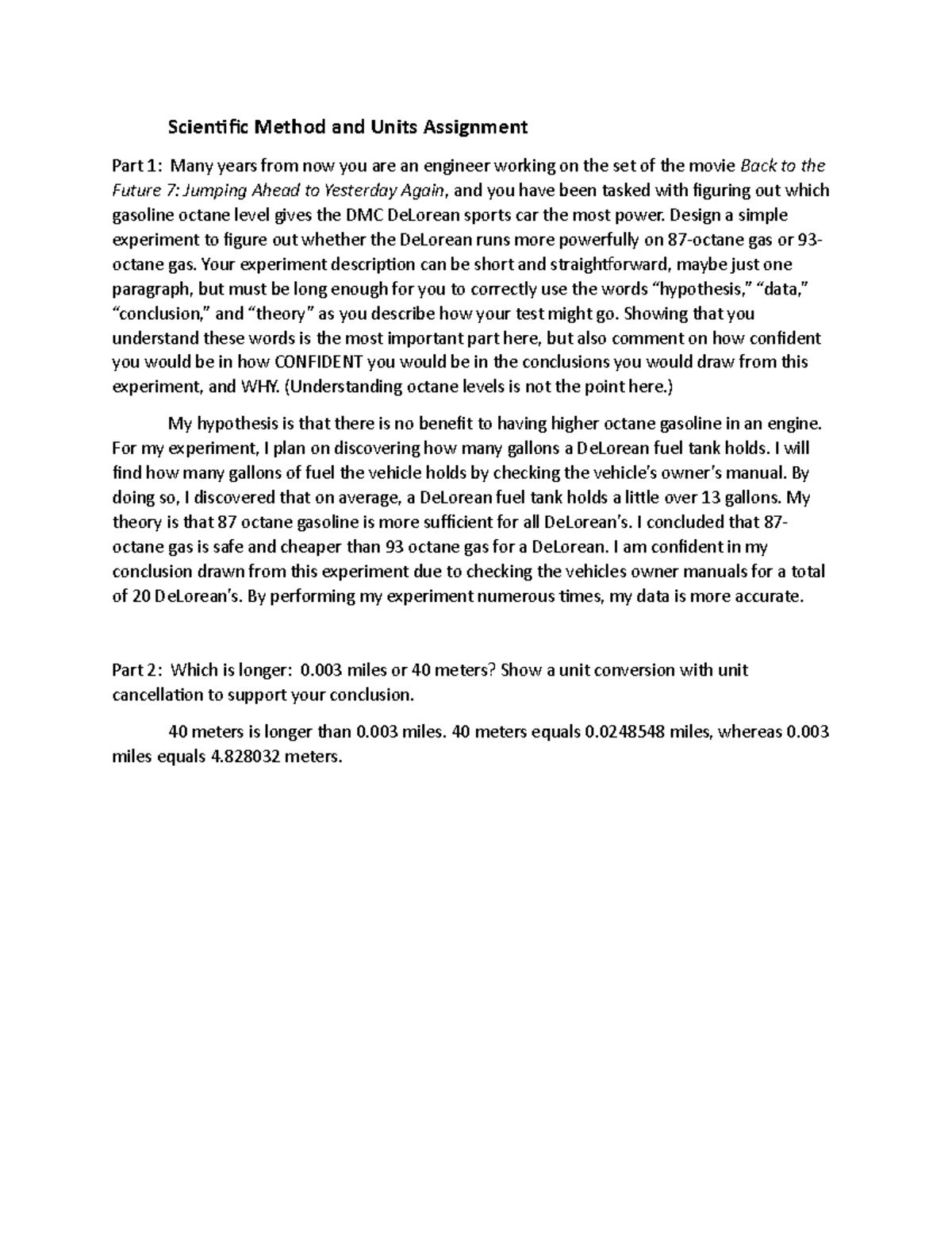 Scientific Method & Units Assignment (ENGR 101) - Studocu