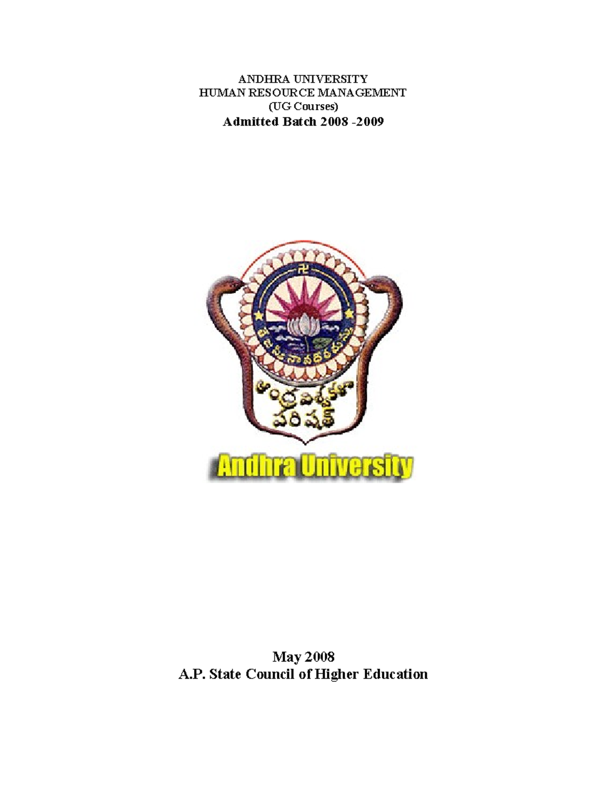 Human Resource Management (UG) Curriculum Notes - Batch 2008 - Studocu