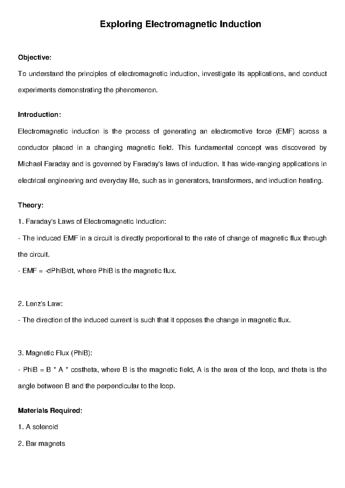 Electromagnetic Induction Project: Principles and Experiments Explained ...