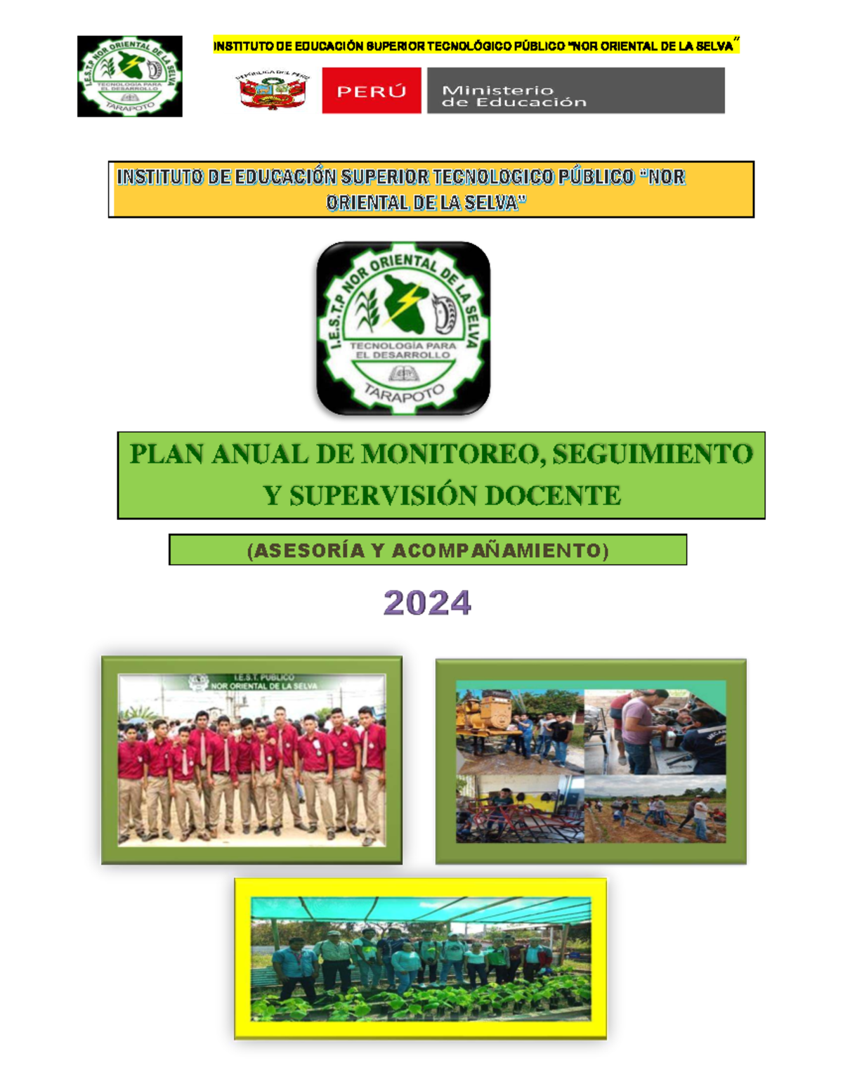 Plan Anual de Monitoreo y Supervisión Docente 2024 - IESTP Oriental ...
