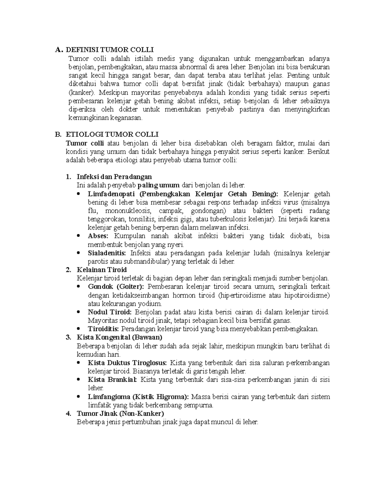 Lp Tumor Colli: Definisi, Etiologi, Patofisiologi, dan Penatalaksanaan ...