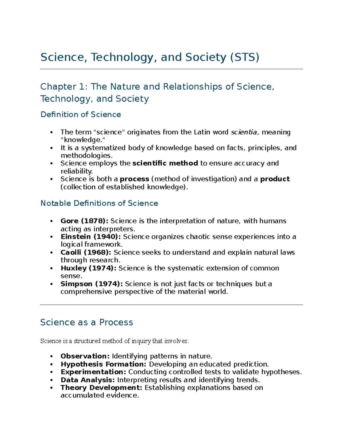 STS Reviewer Mod 1-4 - Sts - Science, Technology, and Society (STS) Chapter 1: The Nature and ...