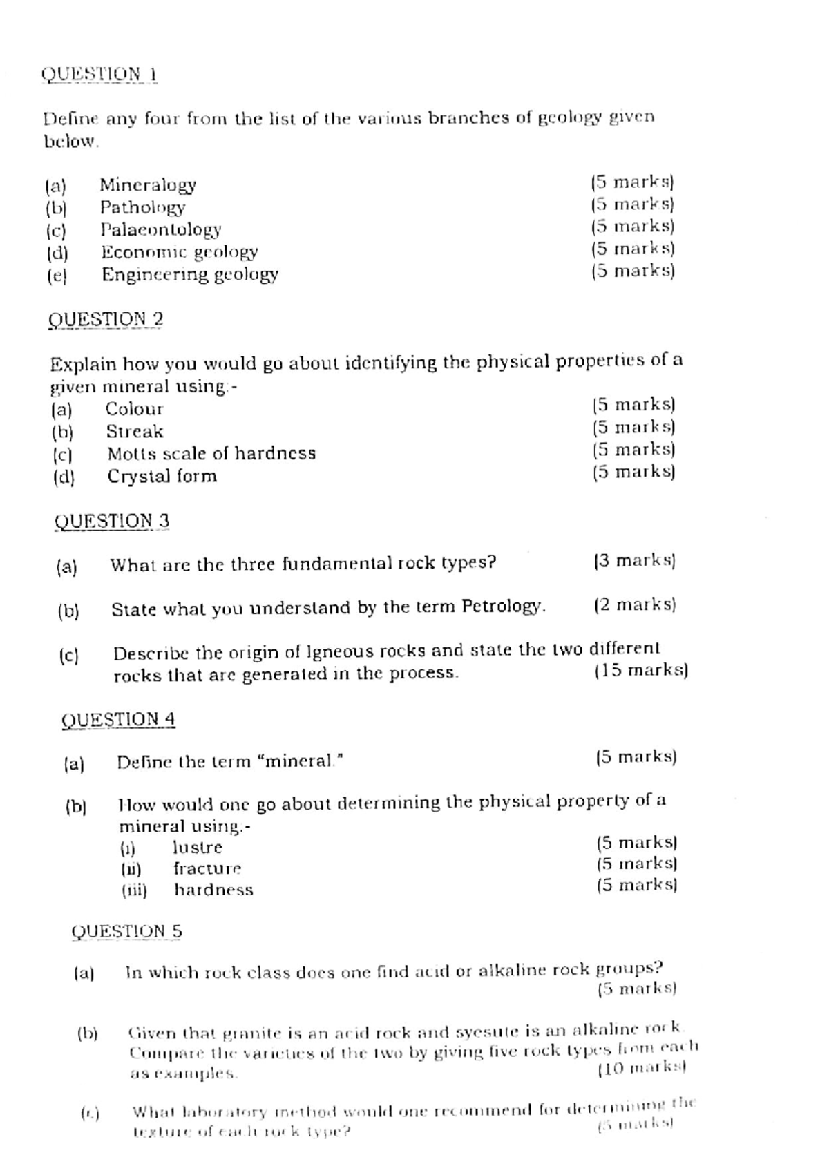 GEOLOGY PAPER: Comprehensive Exam Questions and Answers - Studocu