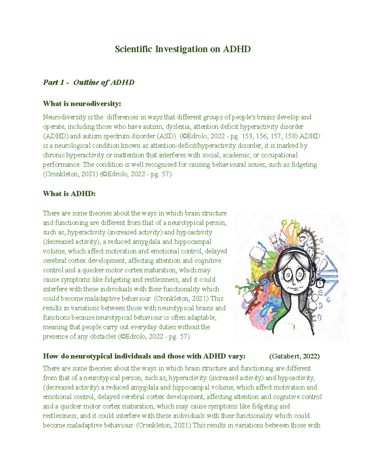 Scientific Investigation on ADHD - (©Edrolo, 2022 - pg. 153, 156, 157 ...