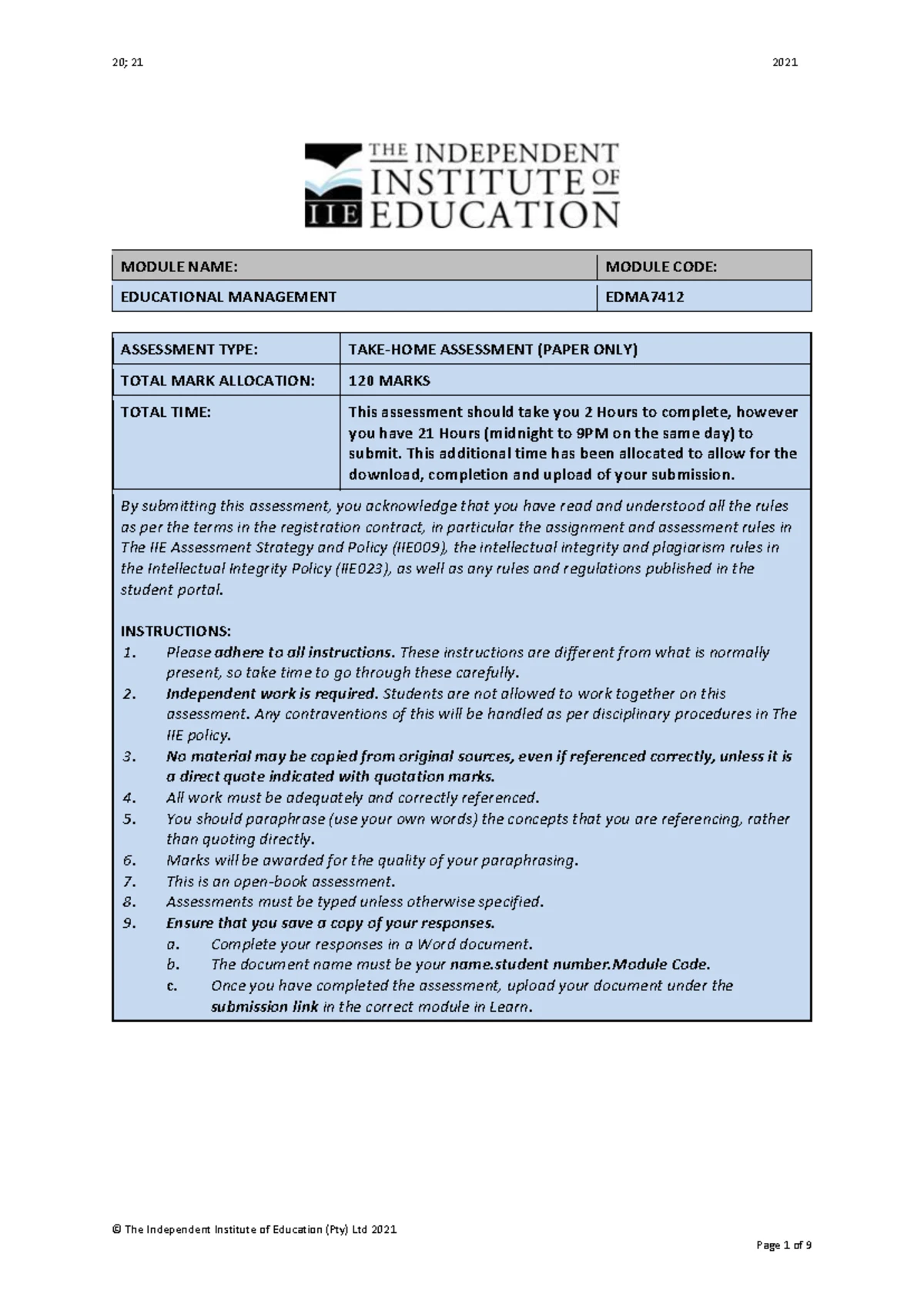 Chapter 5 Leading and Managing Teaching and Learning in Schools ...