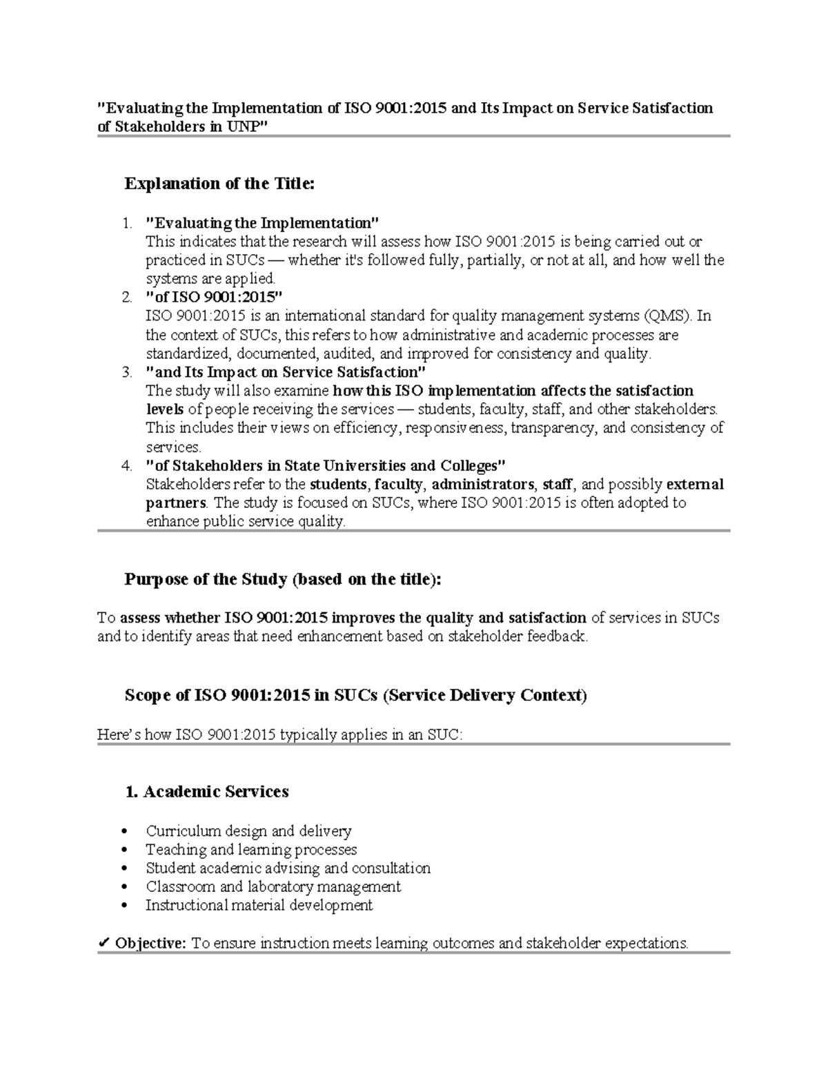 Evaluating ISO 9001:2015 Implementation and Stakeholder Satisfaction in ...