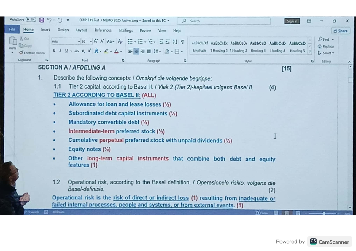 EXRP 311 Test 3 MEMO 2025 - Studocu