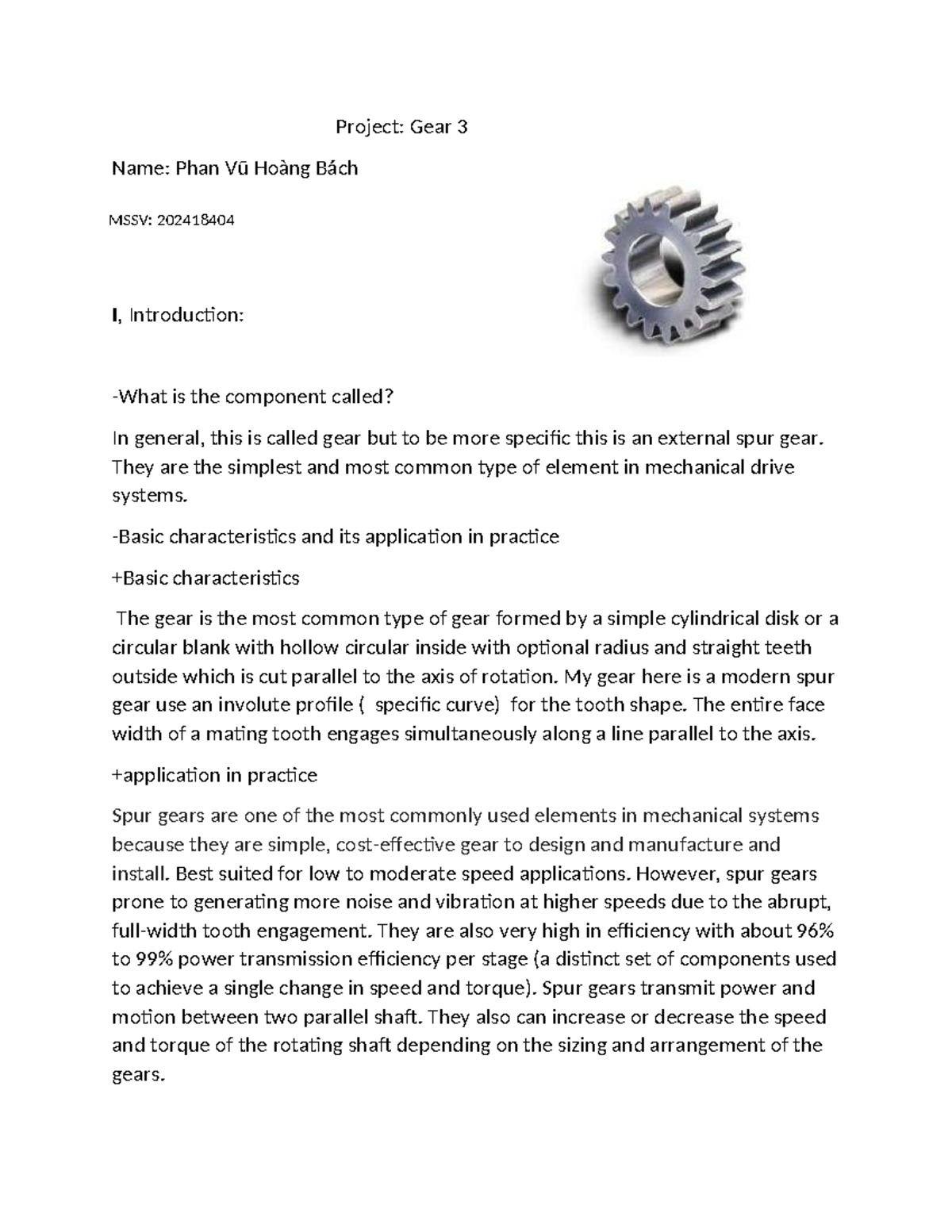 Mini Project 3: Analysis of Spur Gear Design and Manufacturing - Studocu