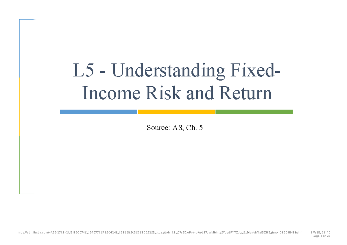 L5 Fixed Income Risk & Return: Understanding Duration & Sources - Studocu
