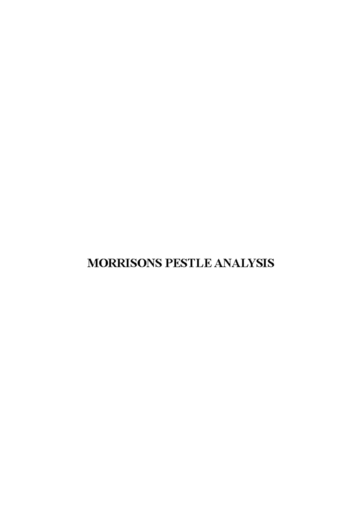 Morrison's PESTLE Analysis: A Comprehensive Management Review - Studocu