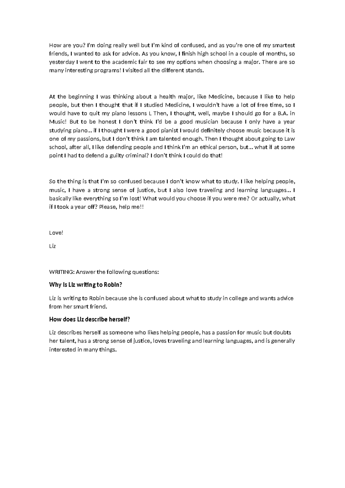 Activity 10 - College Major Confusion and Advice Request - Studocu