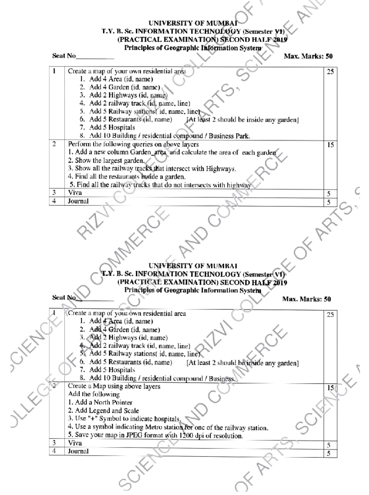 GIS Practical Examination Overview - T.Y. B. Sc. IT (Sem VI) 2019 - Studocu