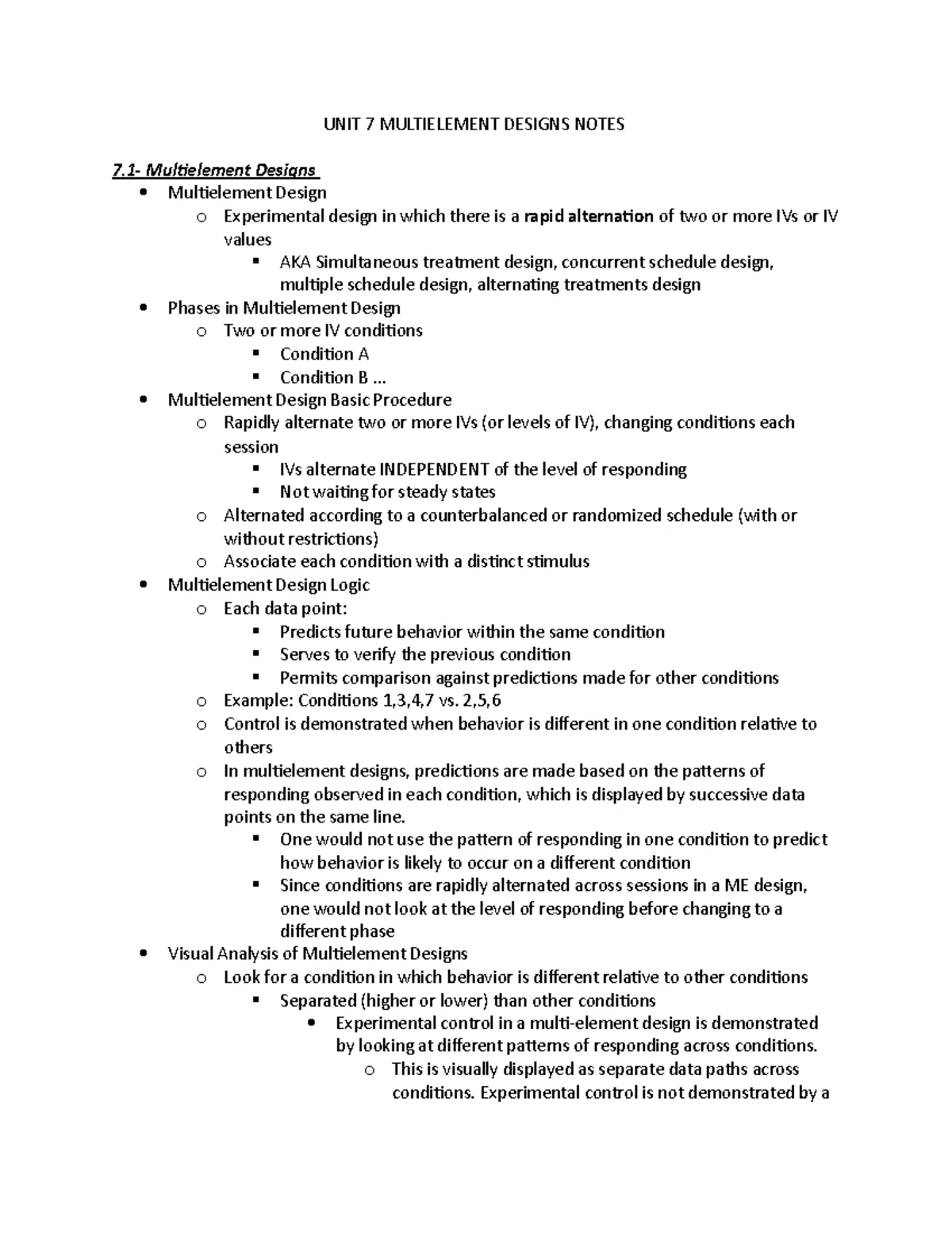 UNIT 7 Multielement Designs Notes - UNIT 7 MULTIELEMENT DESIGNS NOTES 7 ...