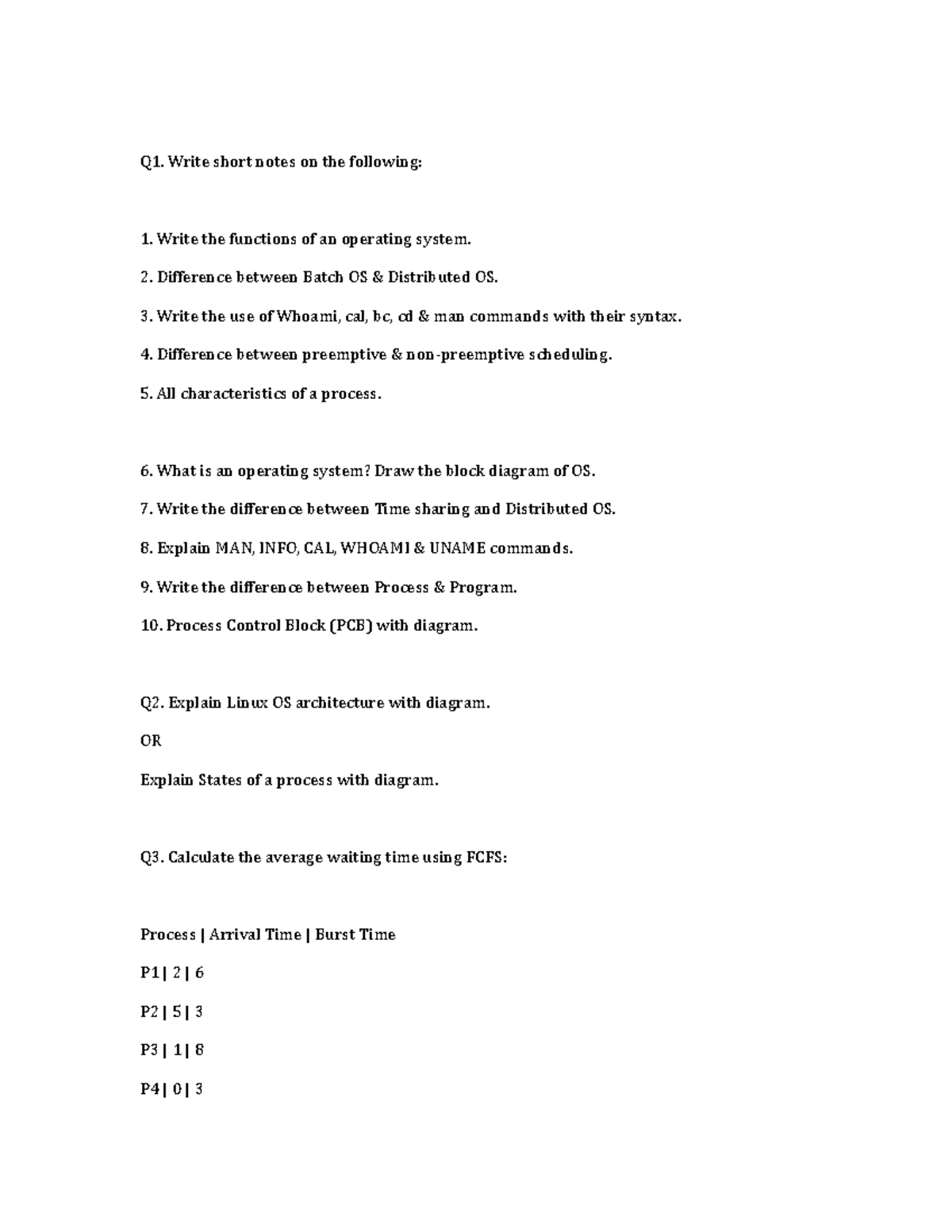 Operating System Concepts & Functions - Q1 Notes - Studocu